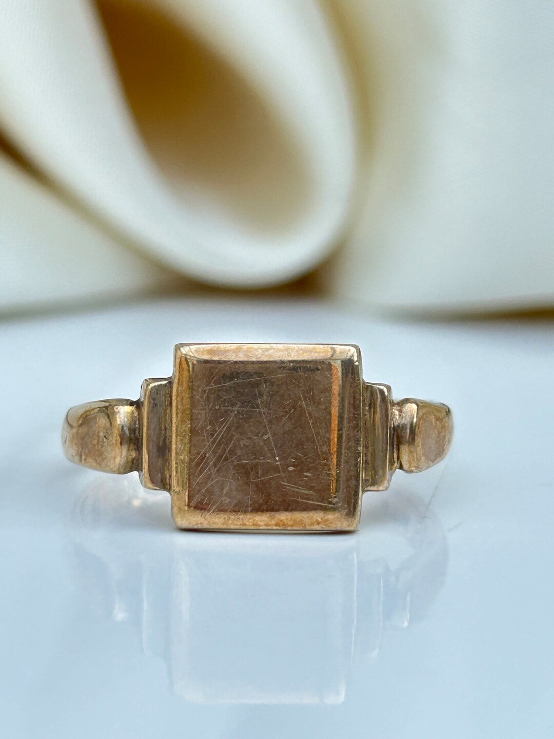 Heavy Vintage 9ct Gold Chunk Blank Signet Ring - Etsy