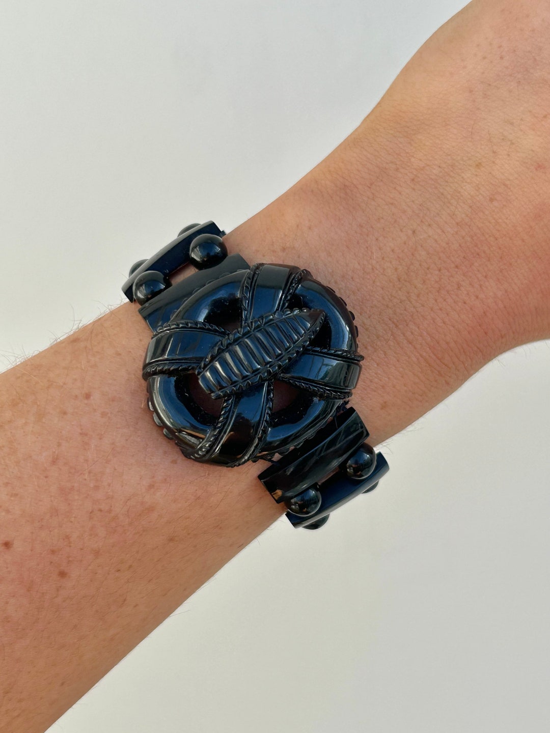 Antique Whitby Jet Chunky Bracelet - Etsy