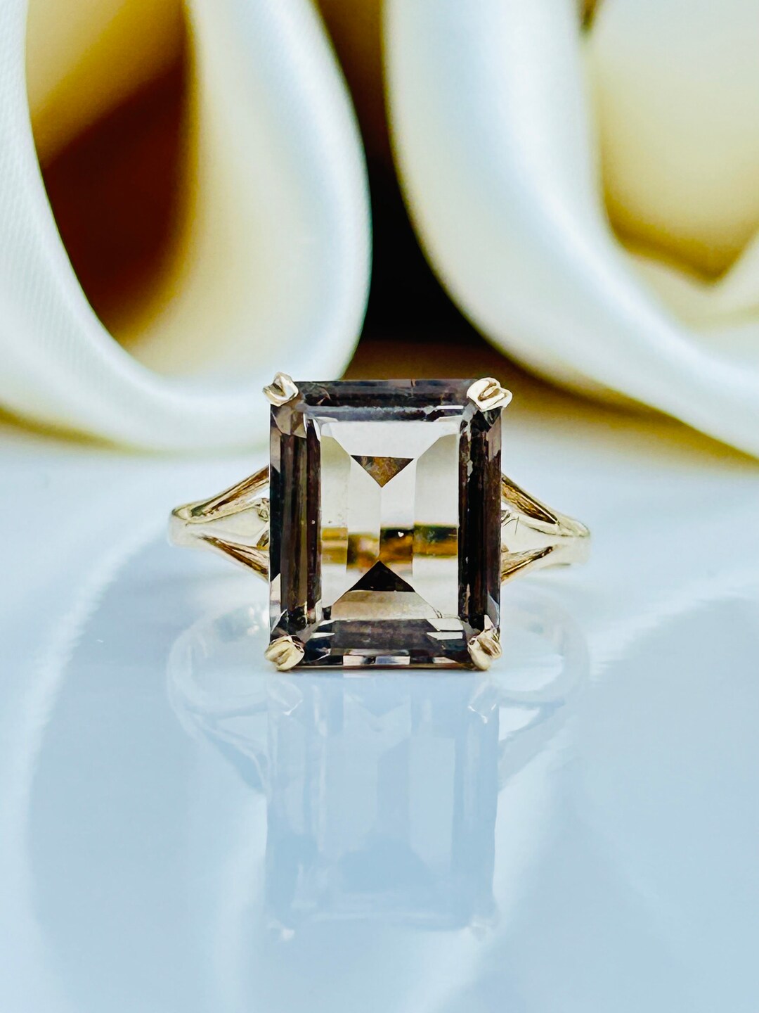 Vintage 9ct Gold Quartz Cocktail Ring - Etsy