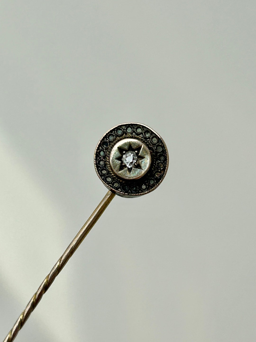 Antique 9ct Gold Diamond Stick Pin - Etsy