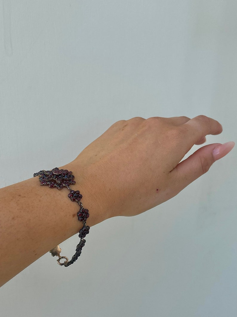 Victorian Garnet Cluster Bracelet - Etsy UK