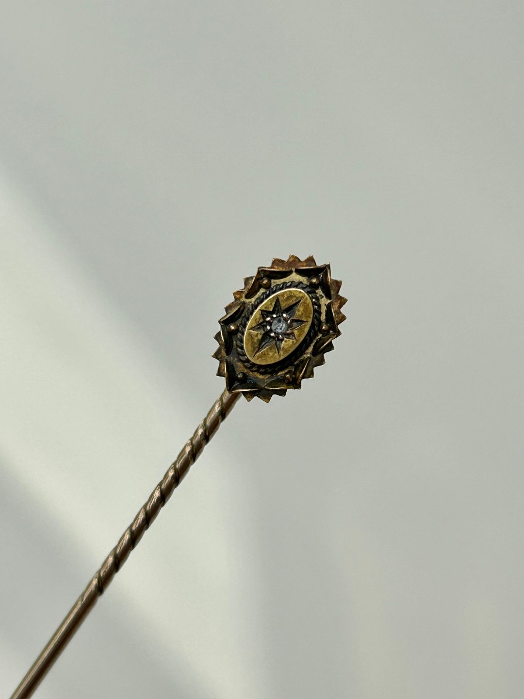 Antique 15ct Gold Diamond Stick Pin - Etsy