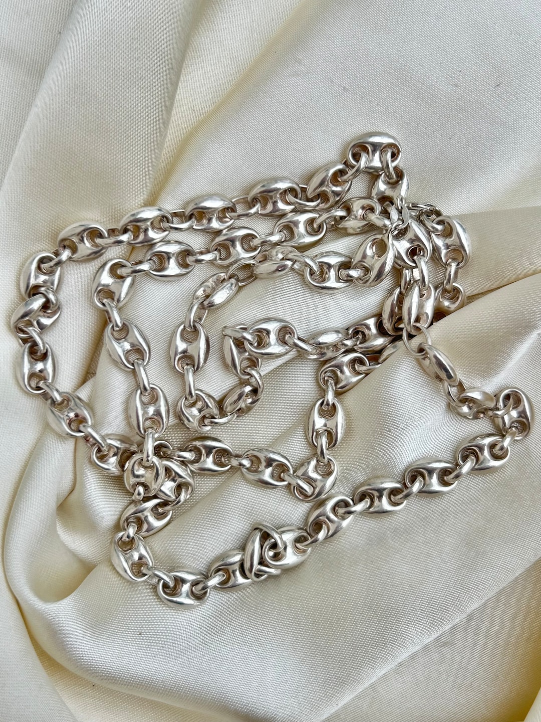 Antique Chunky Heavy Silver Mariner Link Longguard Chain Necklace - Etsy