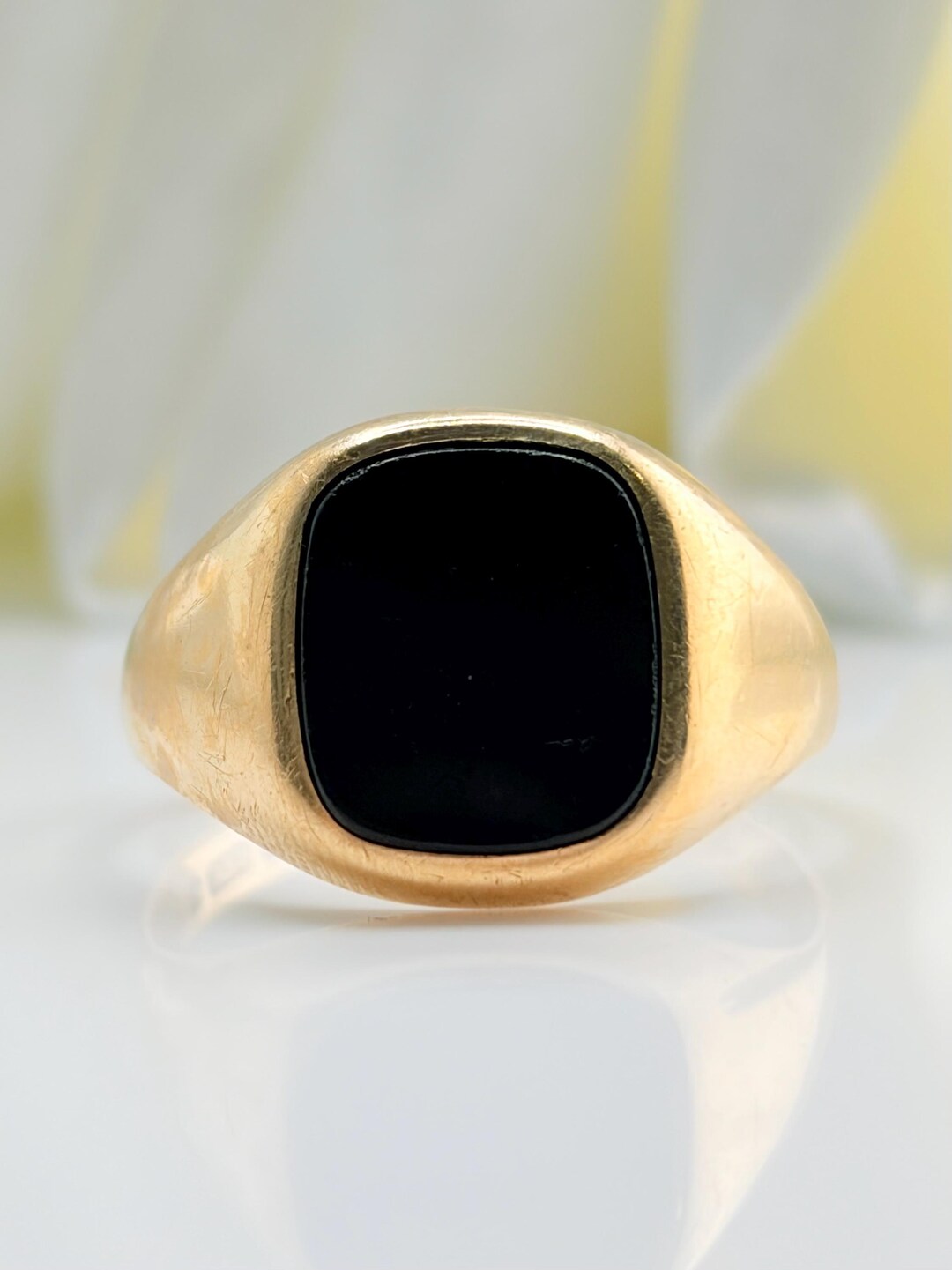Vintage 9ct Yellow Gold Chunky Rectangle Onyx Signet Ring C.1969 - Etsy