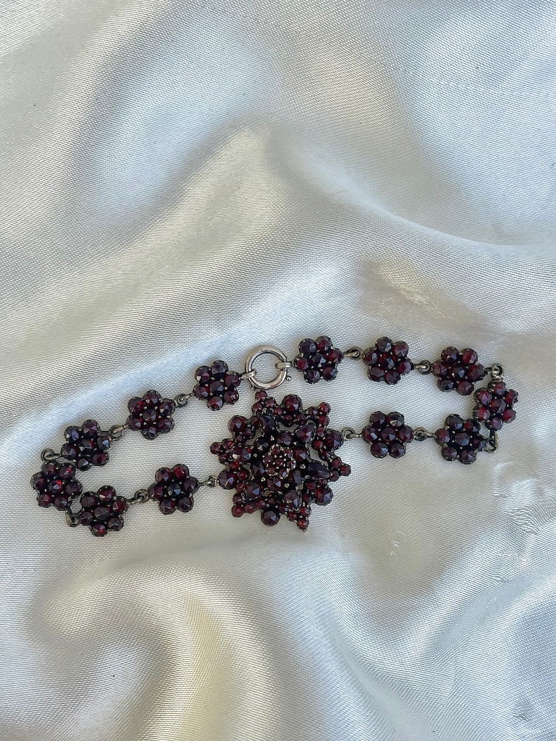Victorian Garnet Cluster Bracelet - Etsy UK