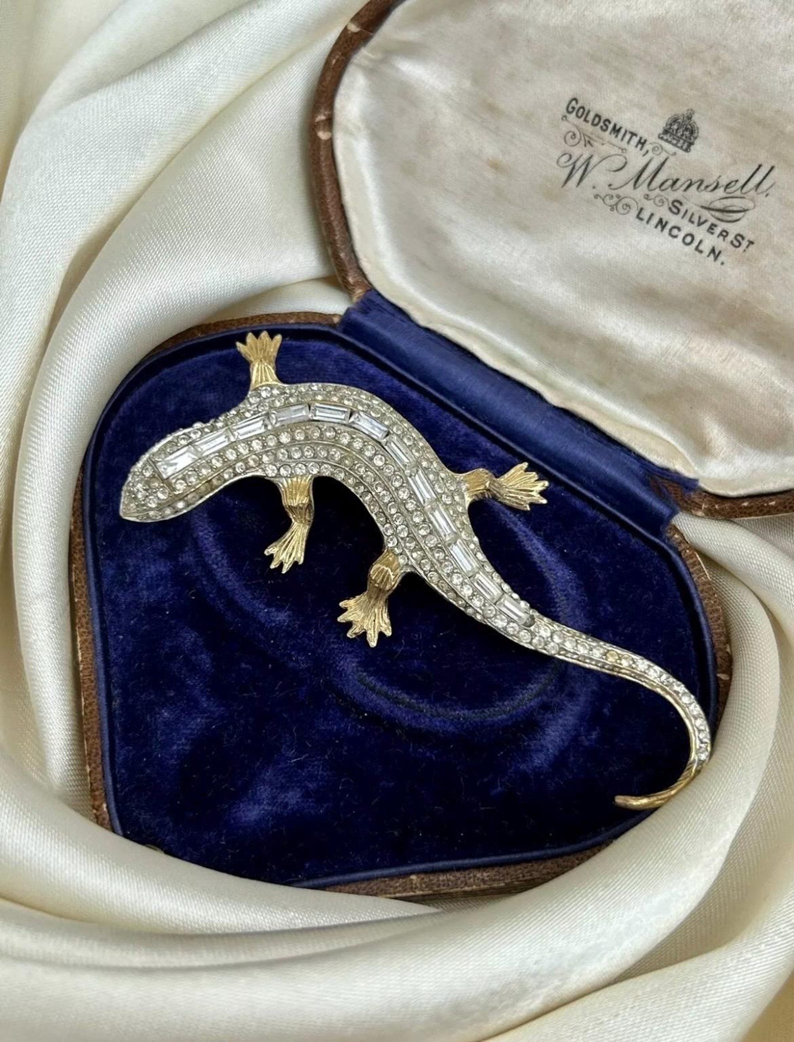 Vintage Large Silver and Paste Lizard / Gecko Brooch - Etsy