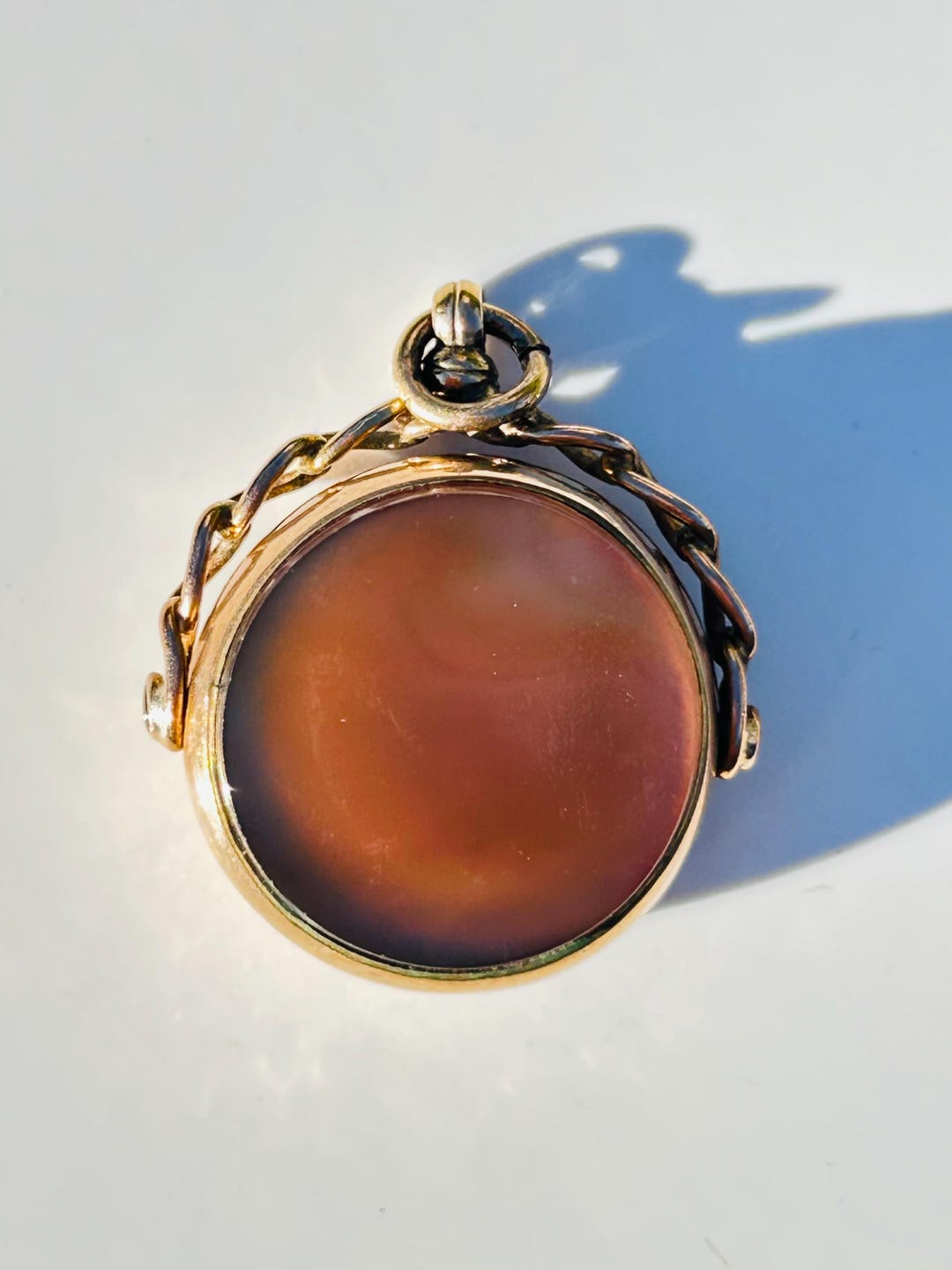 Large Antique 9ct Gold Chunky Fob Spinning / Pendant Bloodstone and ...