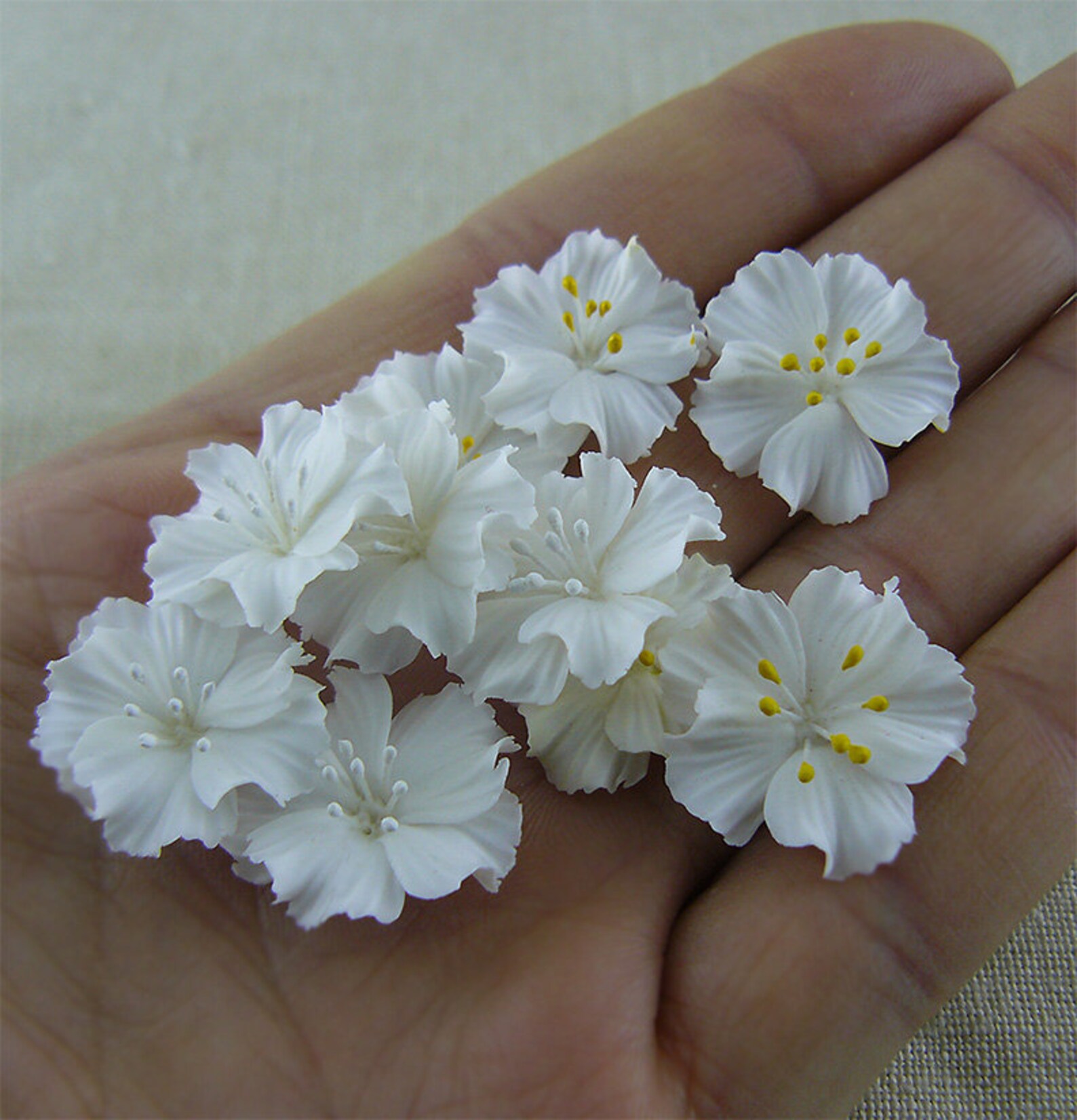 White Cherry Flowers of Polymer Clay Cherry Blossoms White | Etsy