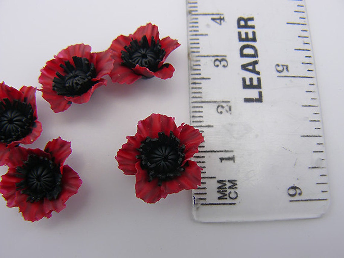 Red Poppies Flowers From Polymer Clay, Polymer Clay Beads, Red Flower ...