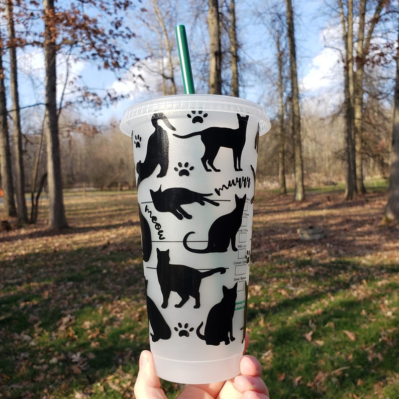 Cat Starbucks Cold Cup | Gift | 24 Ounce Reusable Tumbler | Venti Cup ...