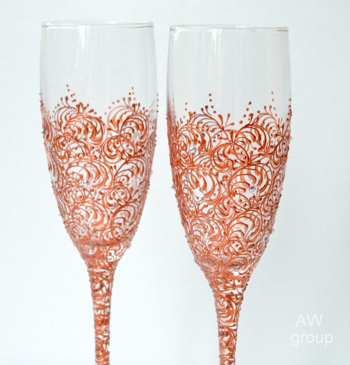 Copper Wedding Champagne Flutes Personalized Wedding Decor - Etsy