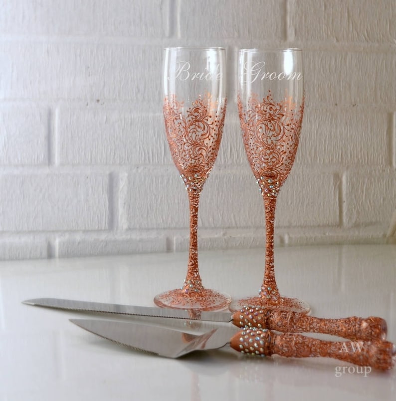 Personalized Wedding Glasses & Cake Cutting Set Wedding Cake | Etsy