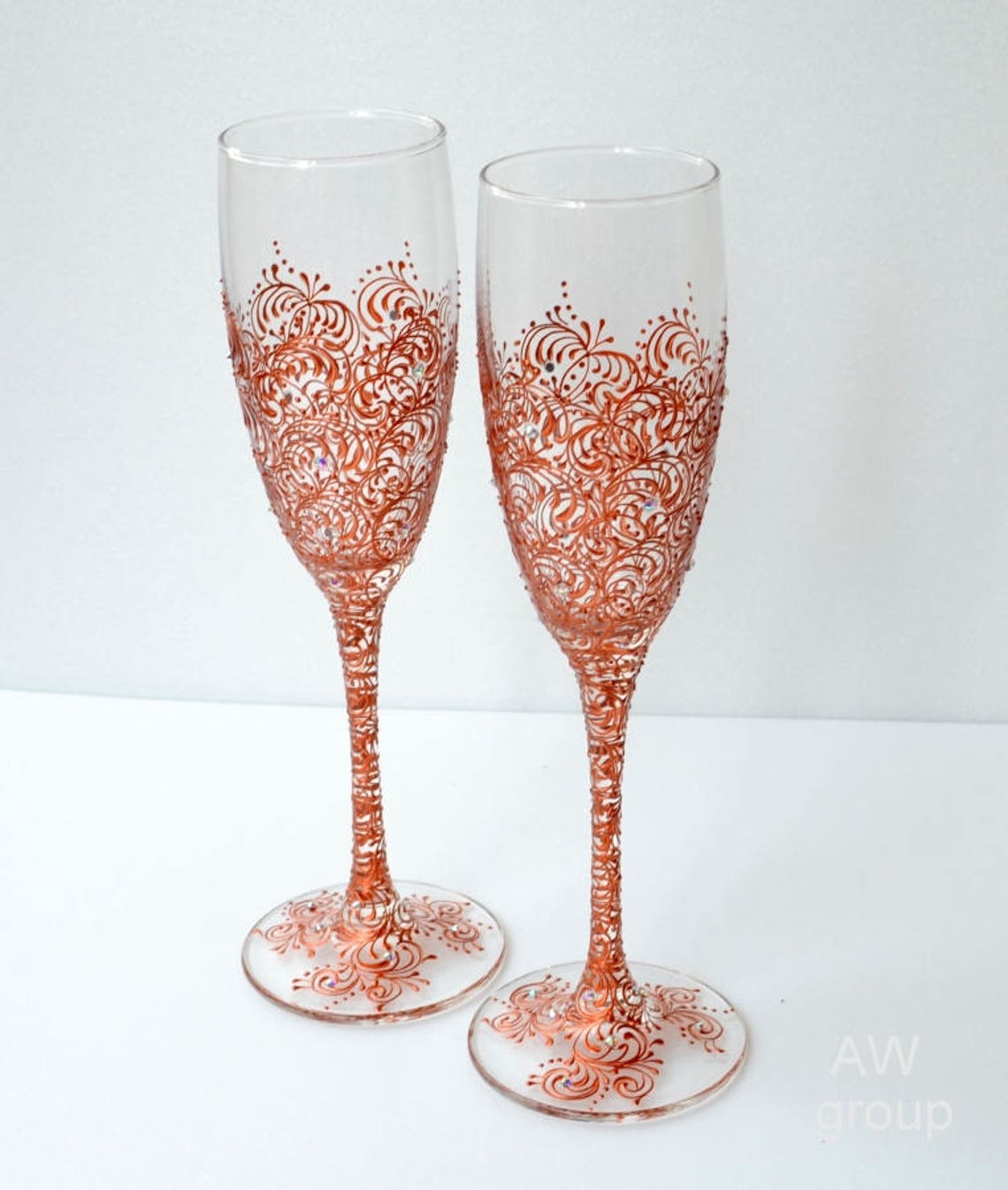 Copper Wedding Champagne Flutes, Personalized Wedding Decor, Wedding ...