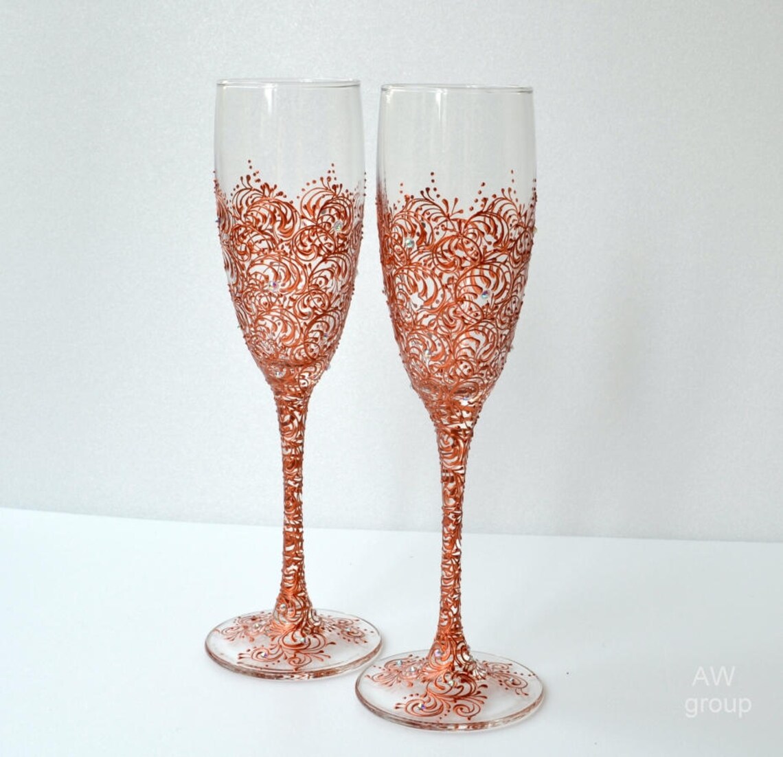 Copper Wedding Champagne Flutes Personalized Wedding Decor - Etsy