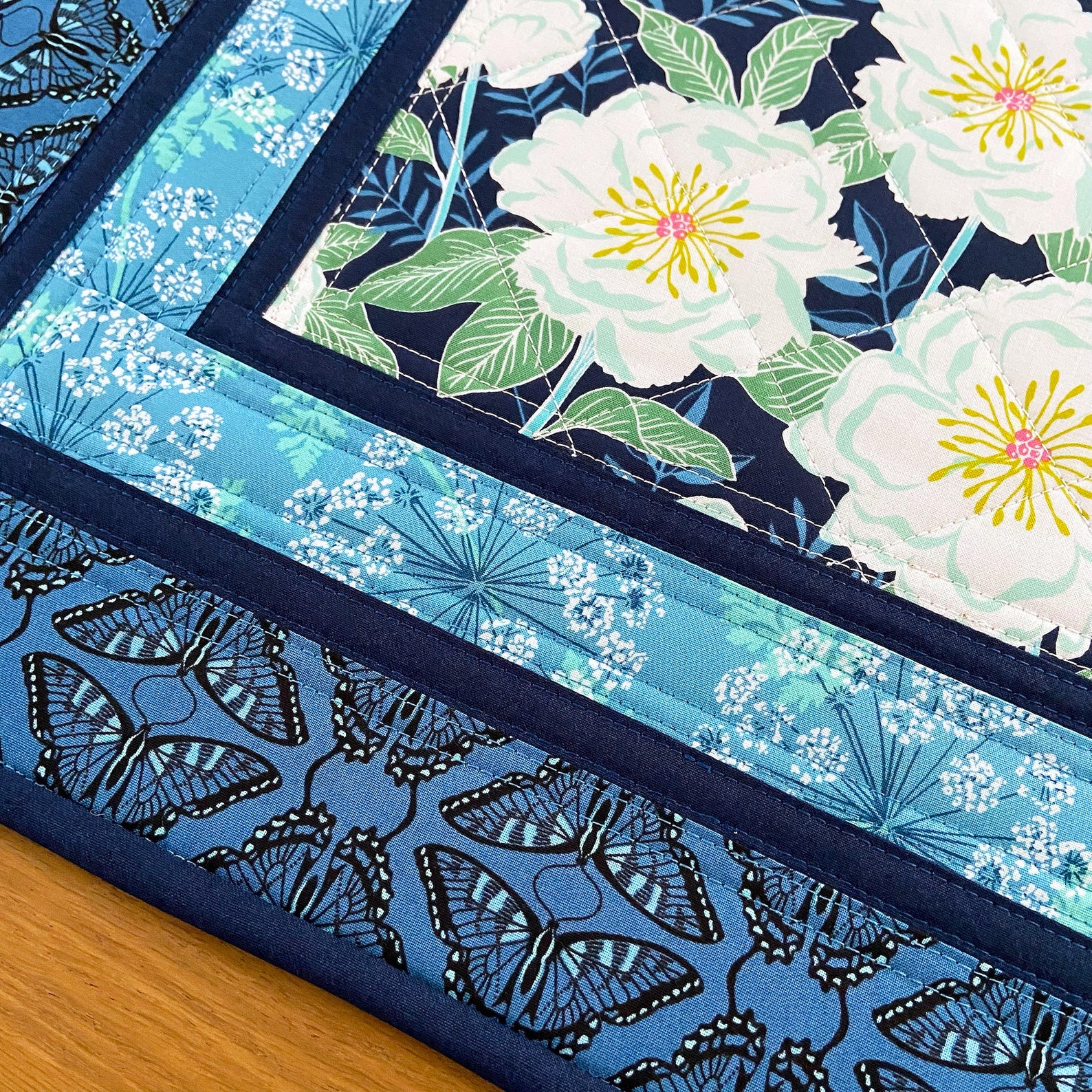 Floral Quilted Table Topper 18.5 Spring Quilted | Etsy