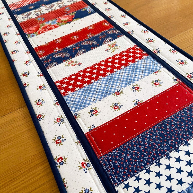 Quilted Table Runner Patriotic Table Runner Floral Table - Etsy