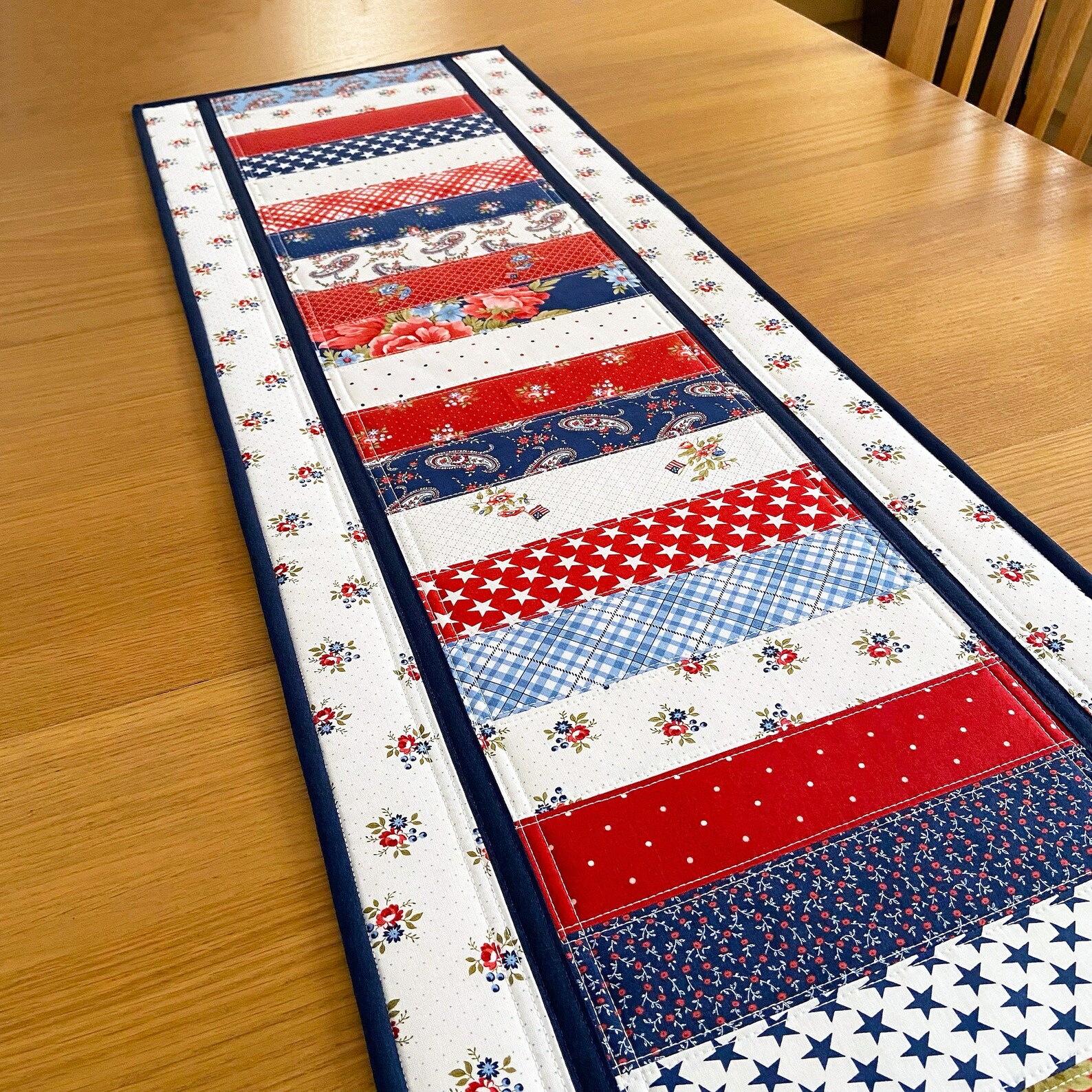 Quilted Table Runner Patriotic Table Runner Floral Table - Etsy