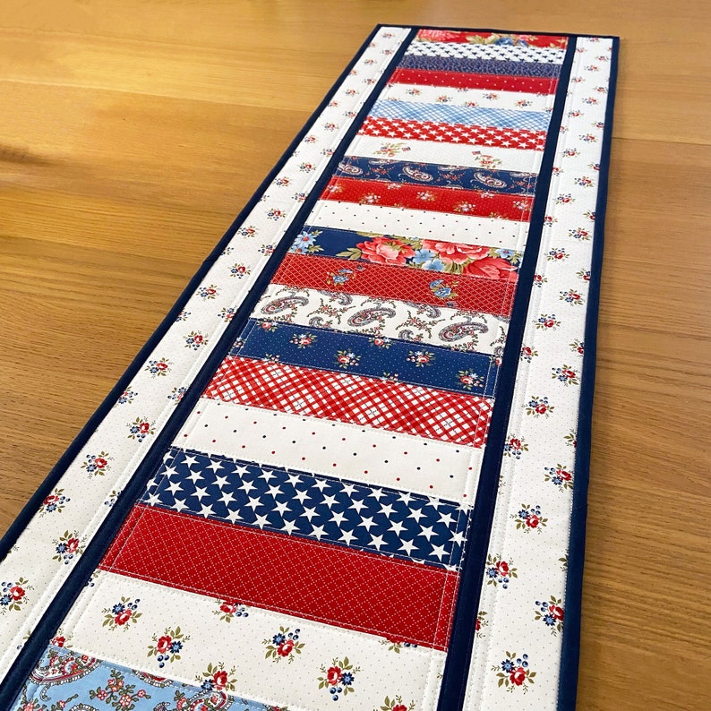 Quilted Table Runner Patriotic Table Runner Floral Table - Etsy