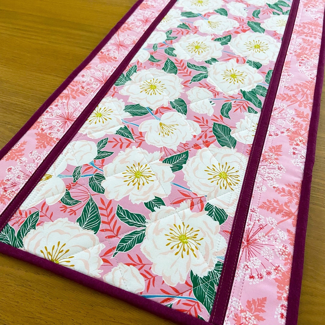 Spring Quilted Table Runner 41.5 X 14.5, Floral Quilted Table Runner ...