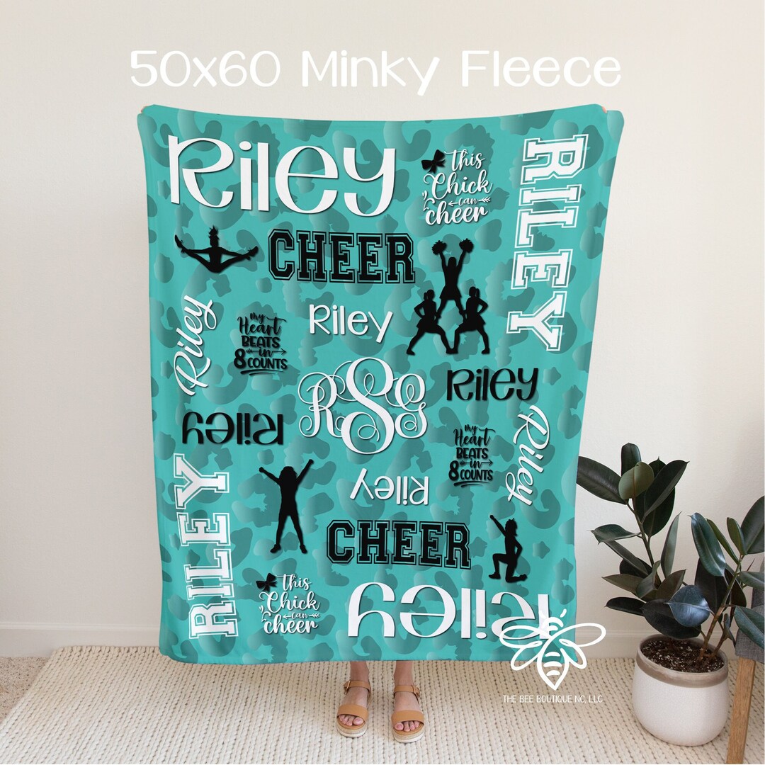 Personalized Cheer Blanket, Monogram Cheer Team Blanket, Cheerleader ...