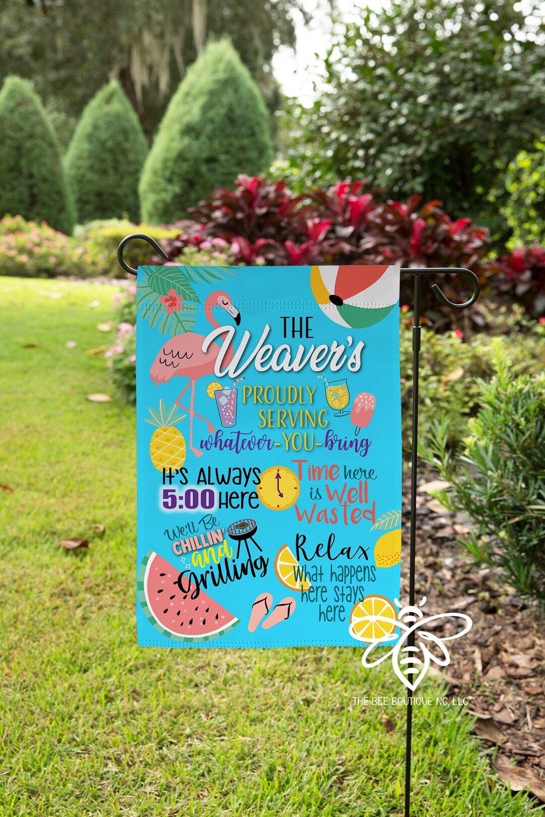 SALE Personalized Pool Flag, Garden Flag, What Happens Here Stays Here ...