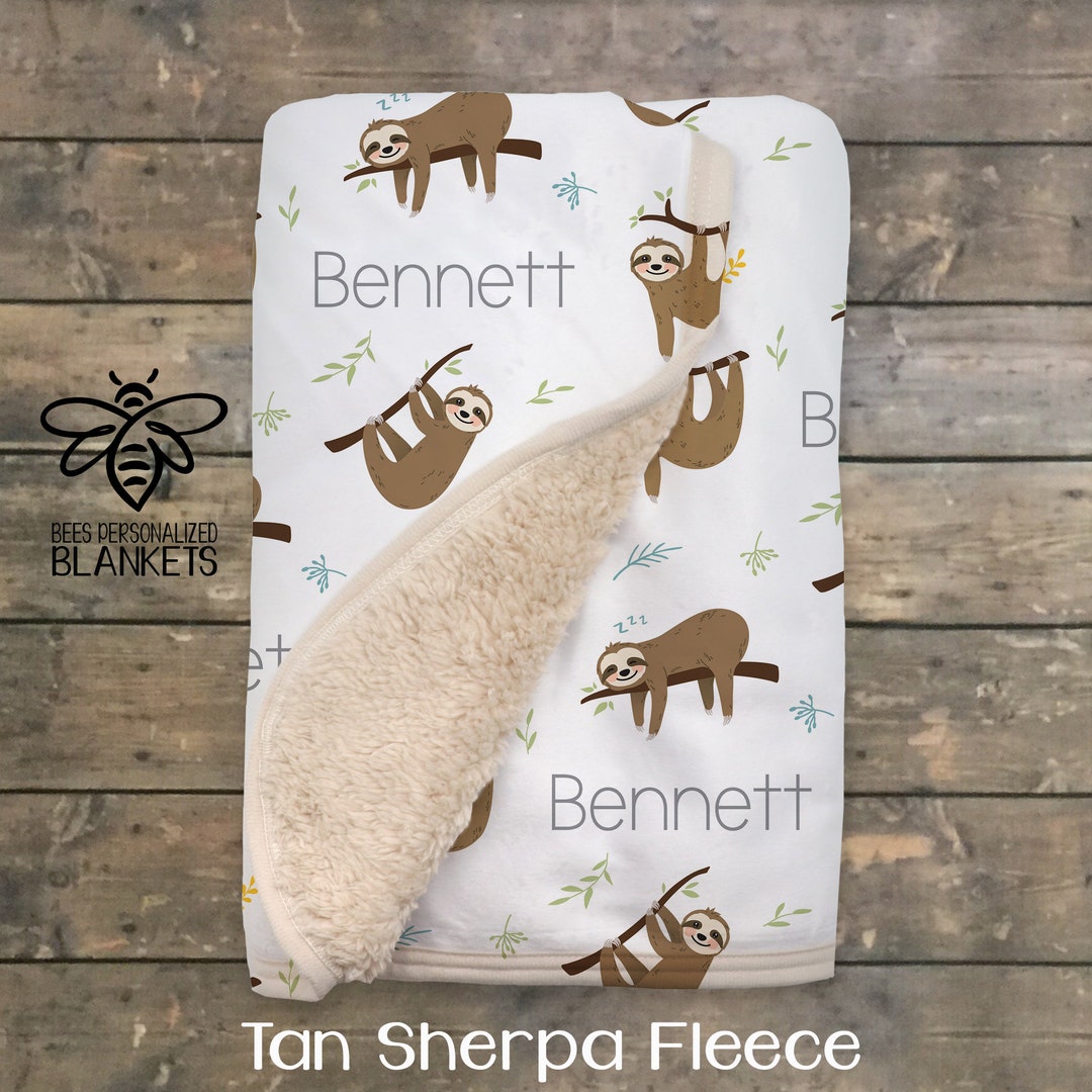 SALE Personalized Baby Blanket, Sloth Swaddle, Sleepy Sloth Baby Name ...