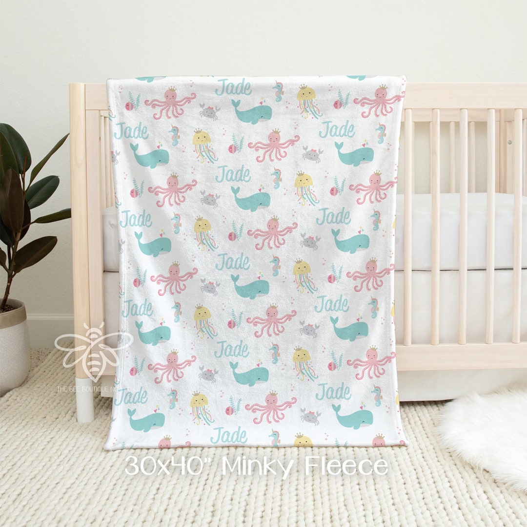 Personalized Baby Blanket, Oceania Whale Swaddle, Baby Name Blanket ...