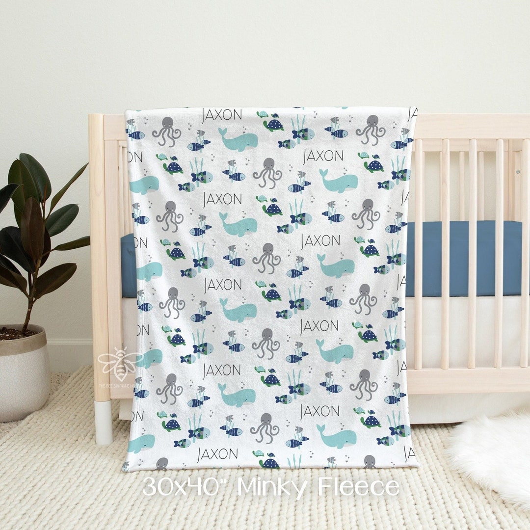 Personalized Baby Blanket, Oceania Whale Swaddle, Baby Name Blanket ...