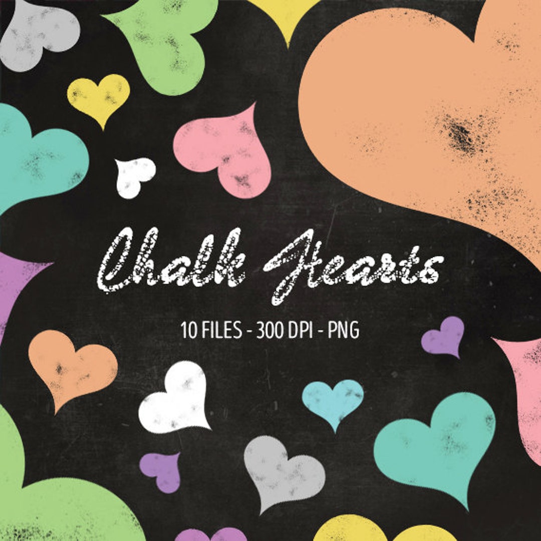 Pastel Chalk Hearts Digital Clipart - Etsy