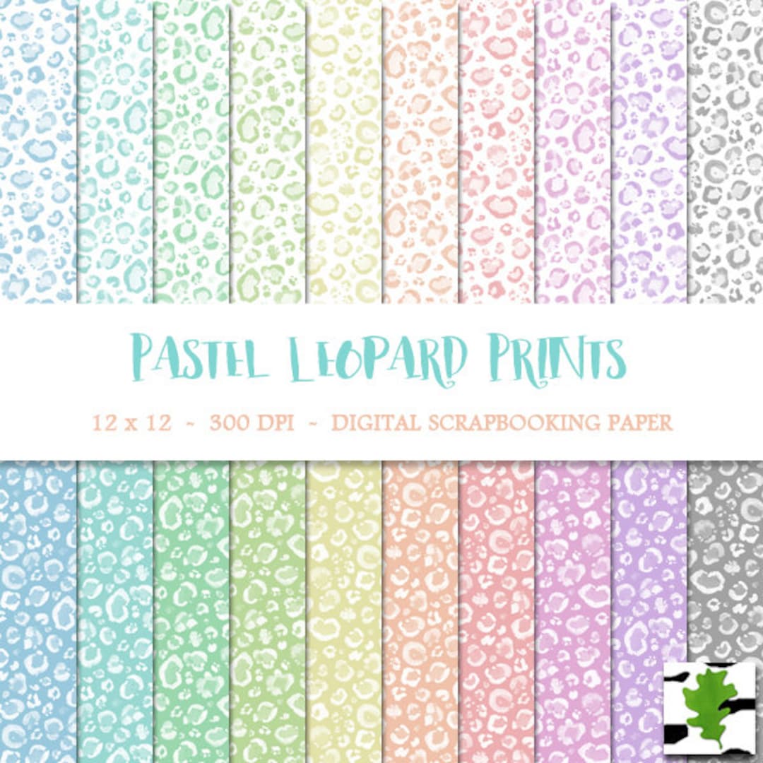 Watercolor Pastel Leopard Prints Digital Scrapbooking Papers - Etsy