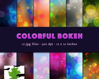 Soft Bokeh Digital Paper Colorful Bokeh Design Backgrounds 24 Colors ...