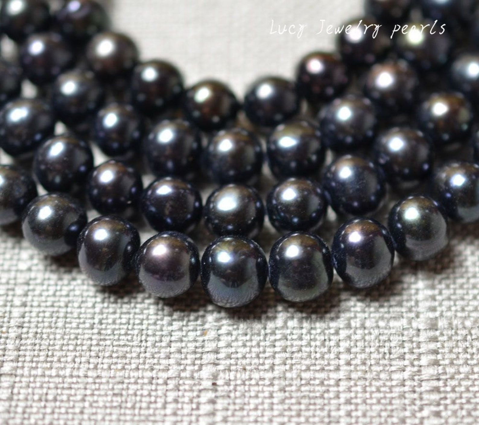 Black Pearl Necklace 7 5 8 5mm Loose Pearl Large Hole Etsy