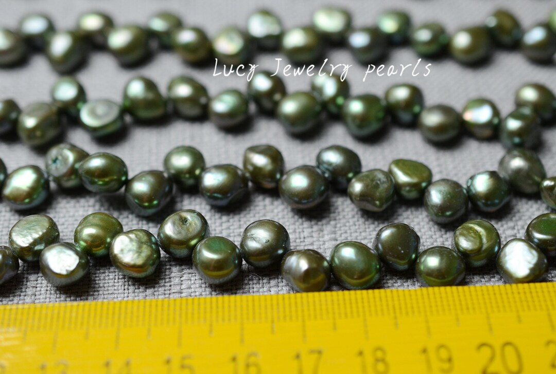 Green Baroque Pearl Necklace 8-9mm Freshwater Pearl Necklace - Etsy