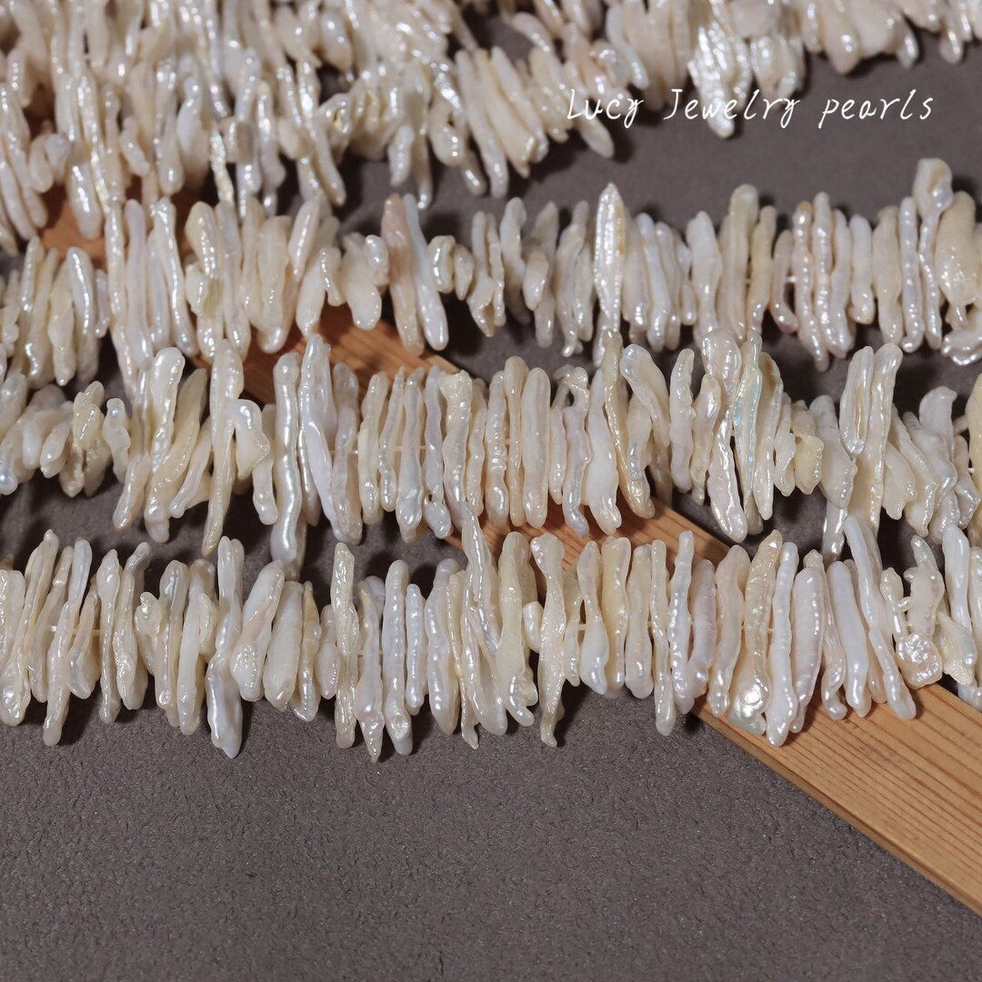 Stick Pearl Necklace Biwa Pearl 6-8mm X 20-26mm Natural White Pearl ...