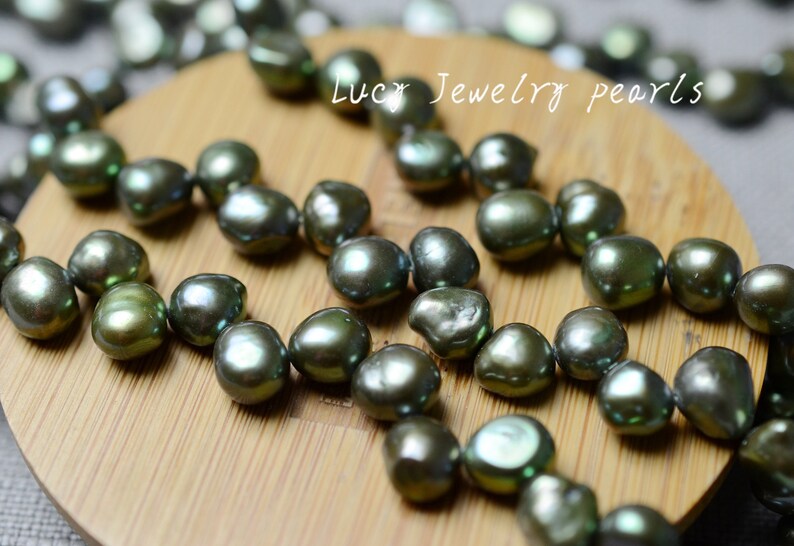 Green Baroque Pearl Necklace 8-9mm Freshwater Pearl Necklace - Etsy
