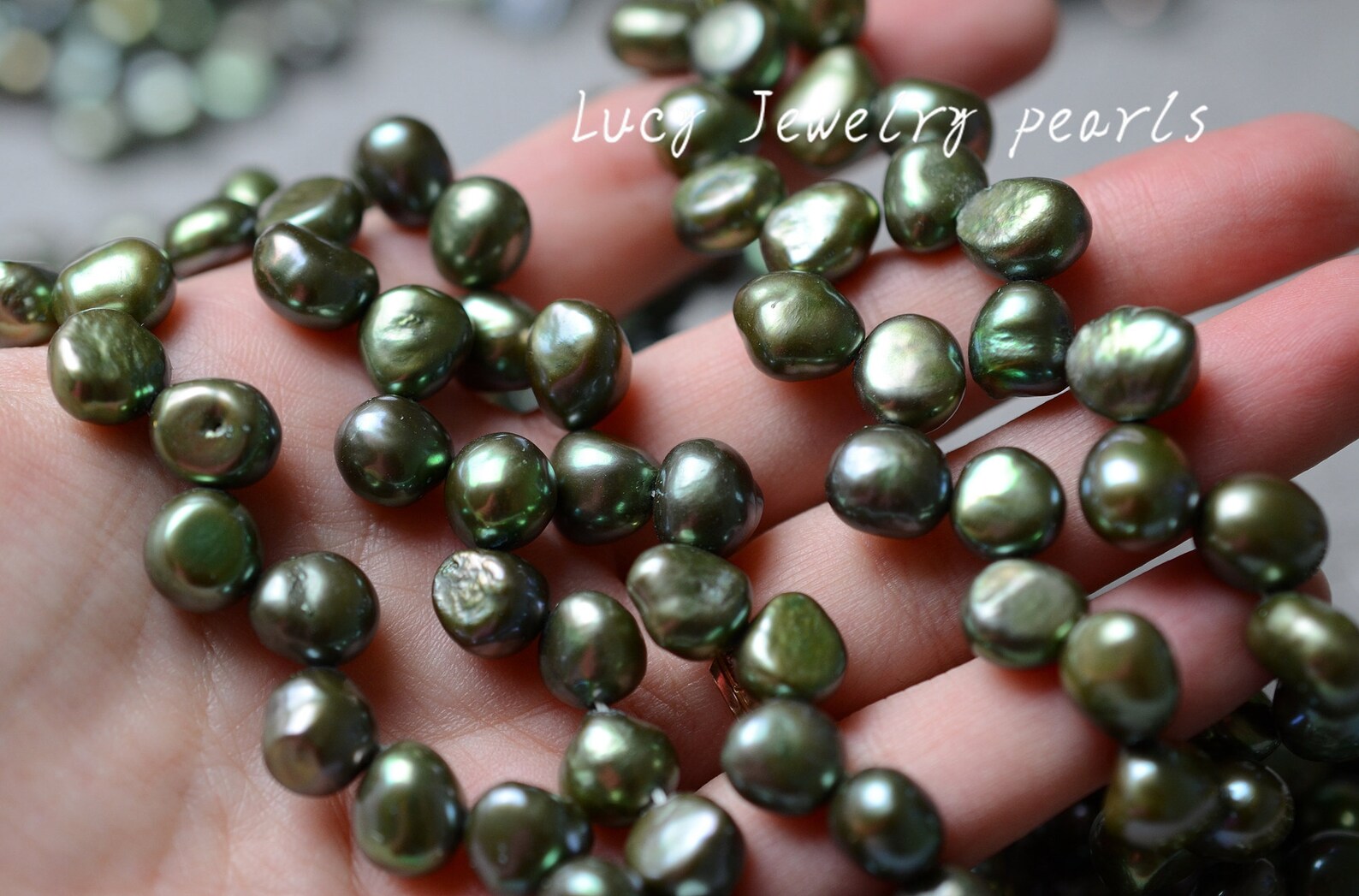 Green Baroque Pearl Necklace 8-9mm Freshwater Pearl Necklace - Etsy