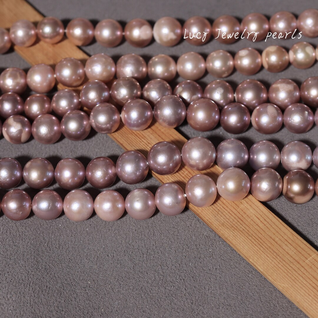 Purple Pearl 12-13.5mm Nucleated Pearl Necklace Edison Pearl Necklace ...