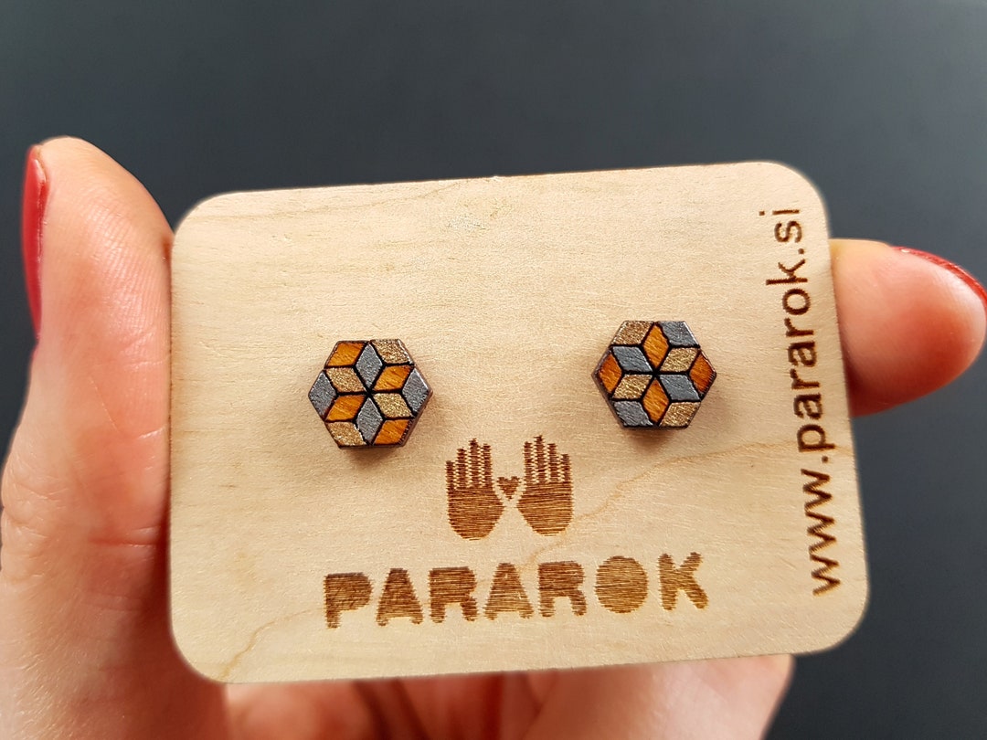 Geometric Wooden Cube Earrings - Etsy