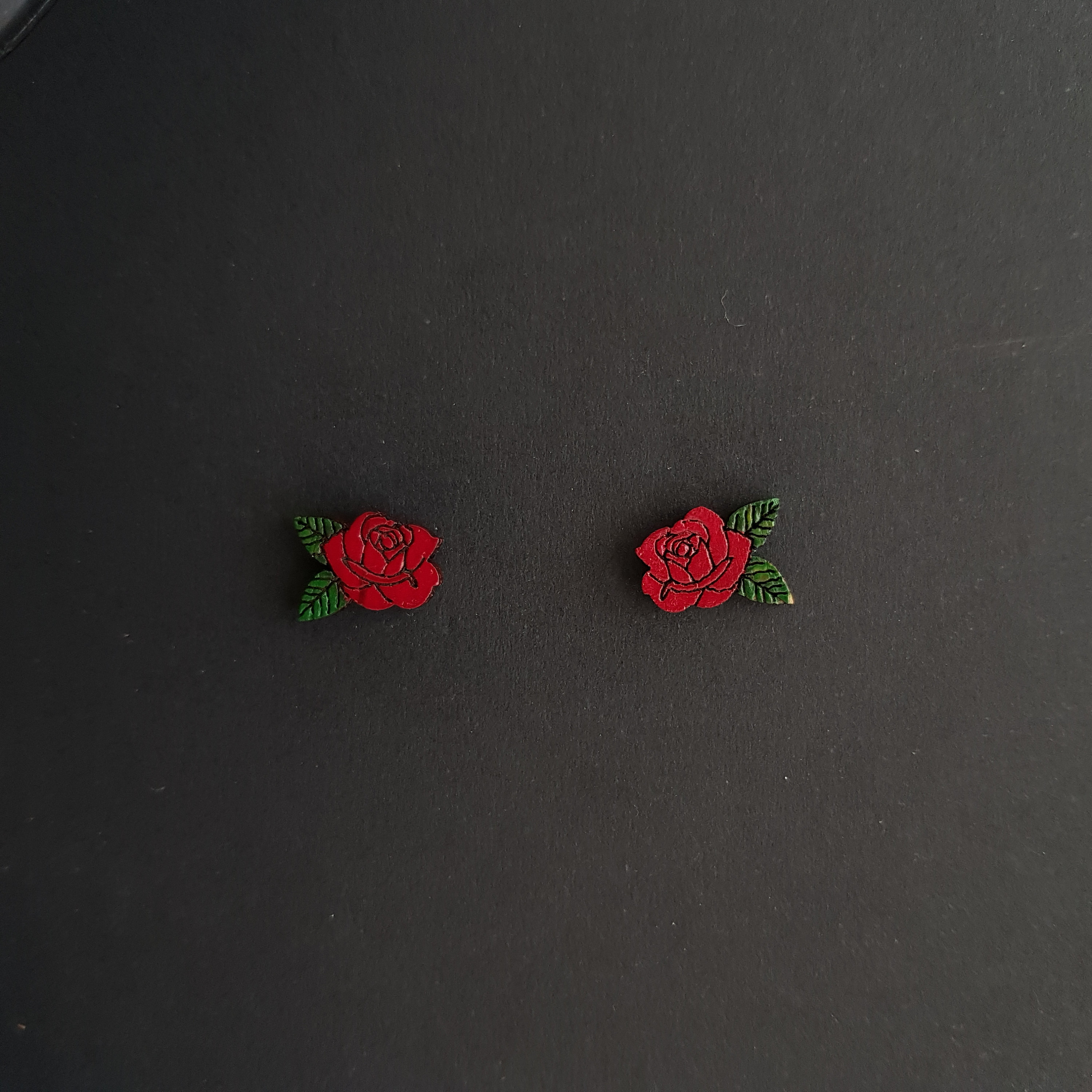 Wooden Rose Stud Earrings, Rose Studs, Flower Earrings, Rose Jewelry ...