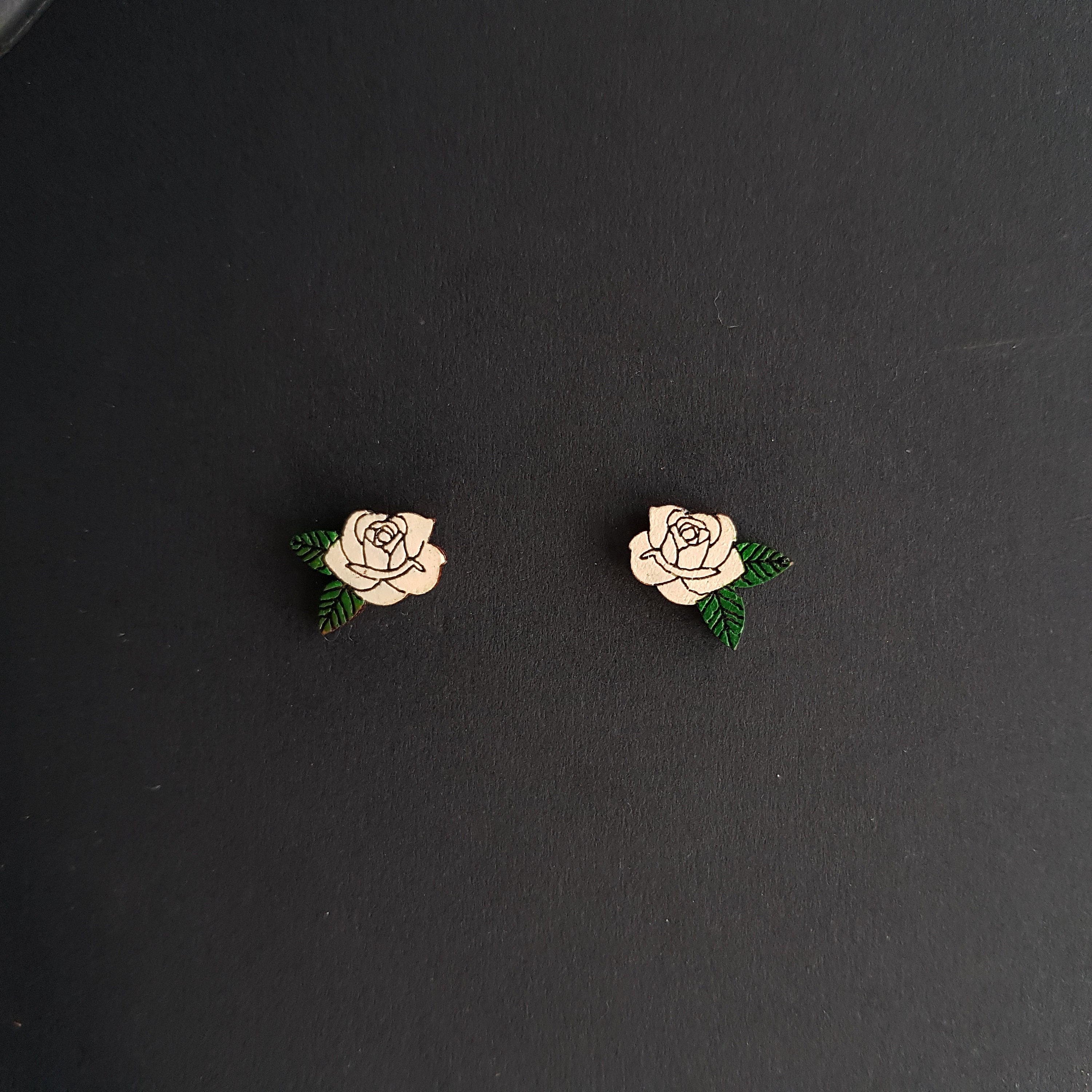 Wooden Rose Stud Earrings, Rose Studs, Flower Earrings, Rose Jewelry ...