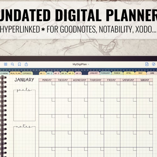 Undated Hyperlinked Digital Planner Goodnotes Notability Bulet | Etsy