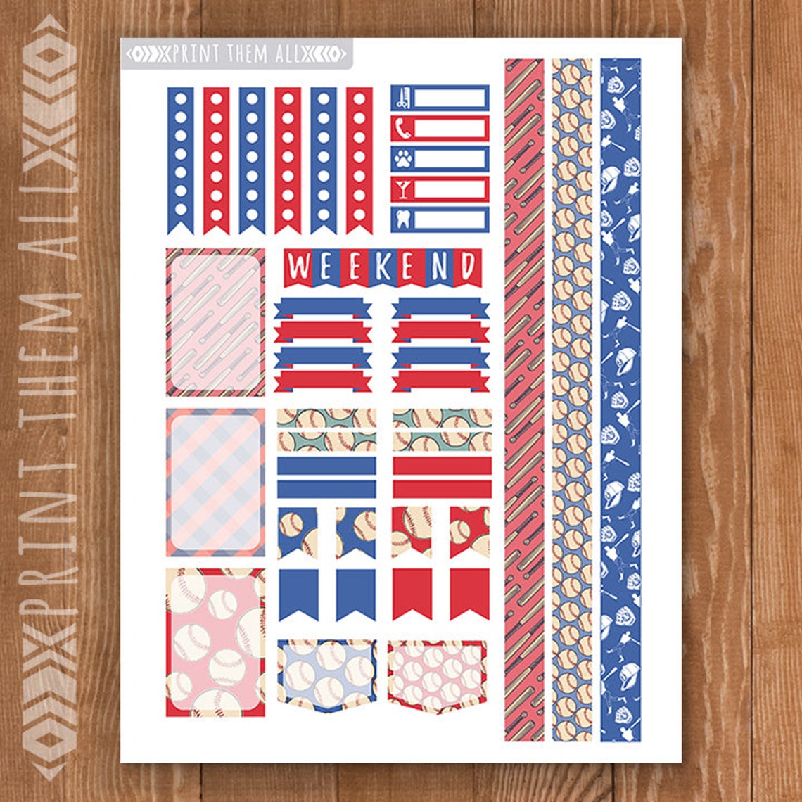 Baseball Planner Stickers Printablehappy PLANNER | Etsy
