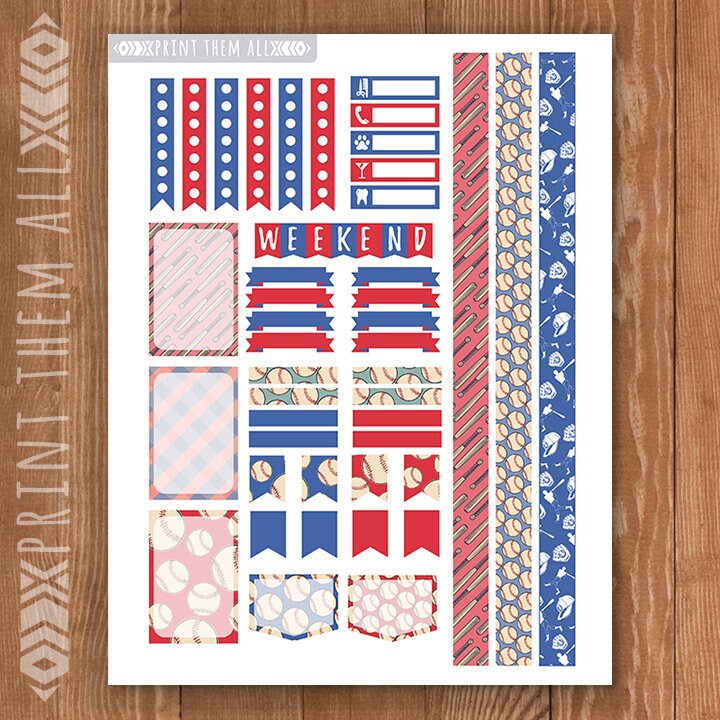 Baseball Planner Stickers Printablehappy PLANNER | Etsy