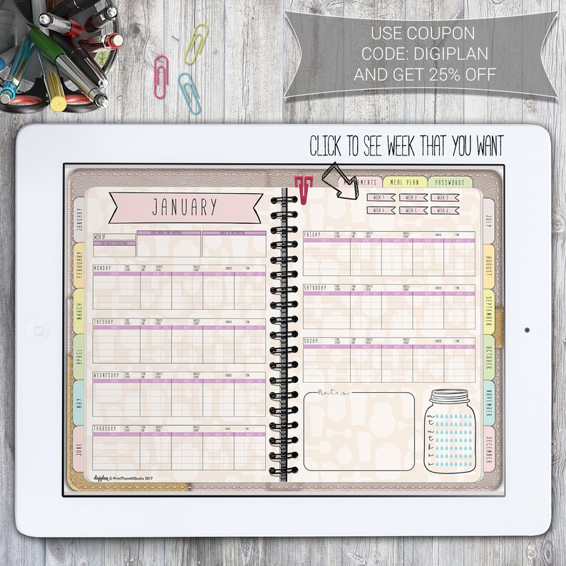 Undated Fitness Digital Planner: Workout Tracker, Goodnotes Planner ...