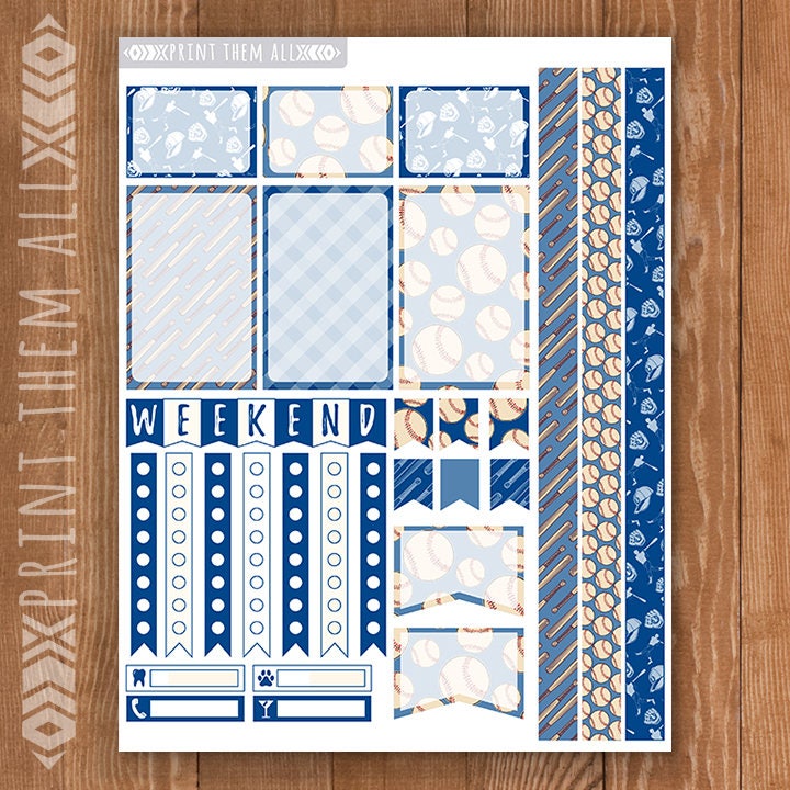 Baseball Planner Stickers Printable Big Happy Planner | Etsy