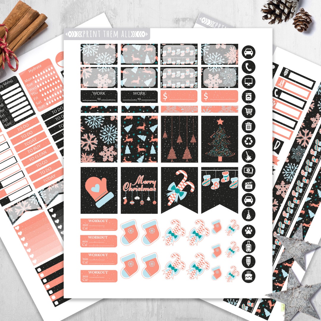 Christmas Planner Stickers Printable,weekly Kit, Stickers for ERIN ...