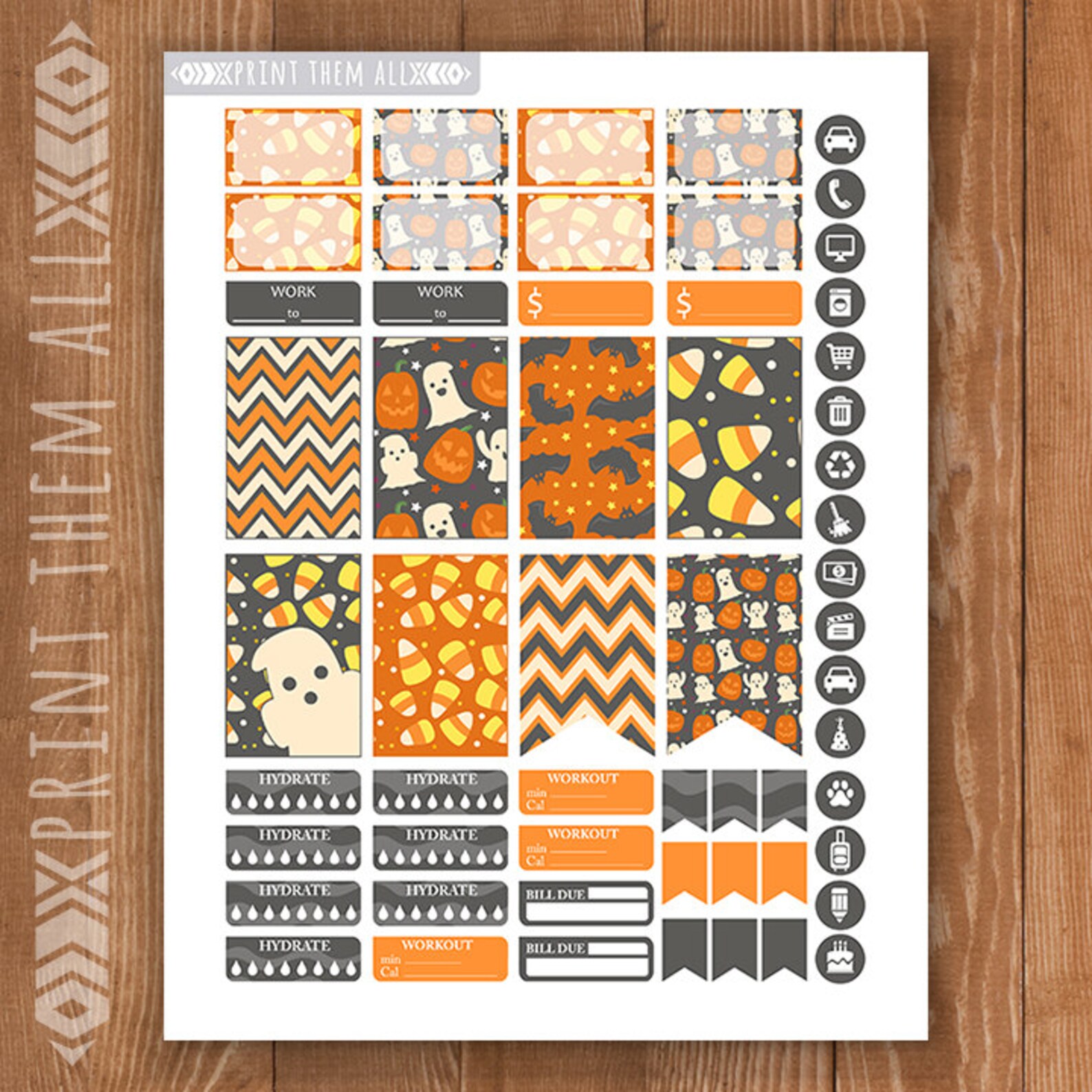 Halloween Planner Stickers Printable HAPPY PLANNER STICKERS - Etsy