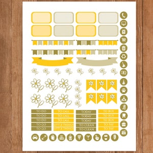 Daisies Planner Stickers Printable,weekly Kit, Stickers for ERIN ...