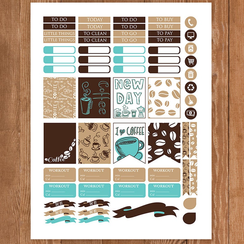 Coffee Planner Stickers PrintableWeekly Kit Stickers for | Etsy