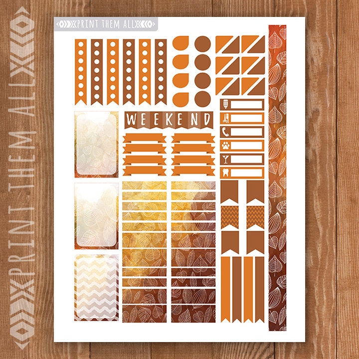 Autumn Planner Stickers Printable Fall Happy Planner | Etsy
